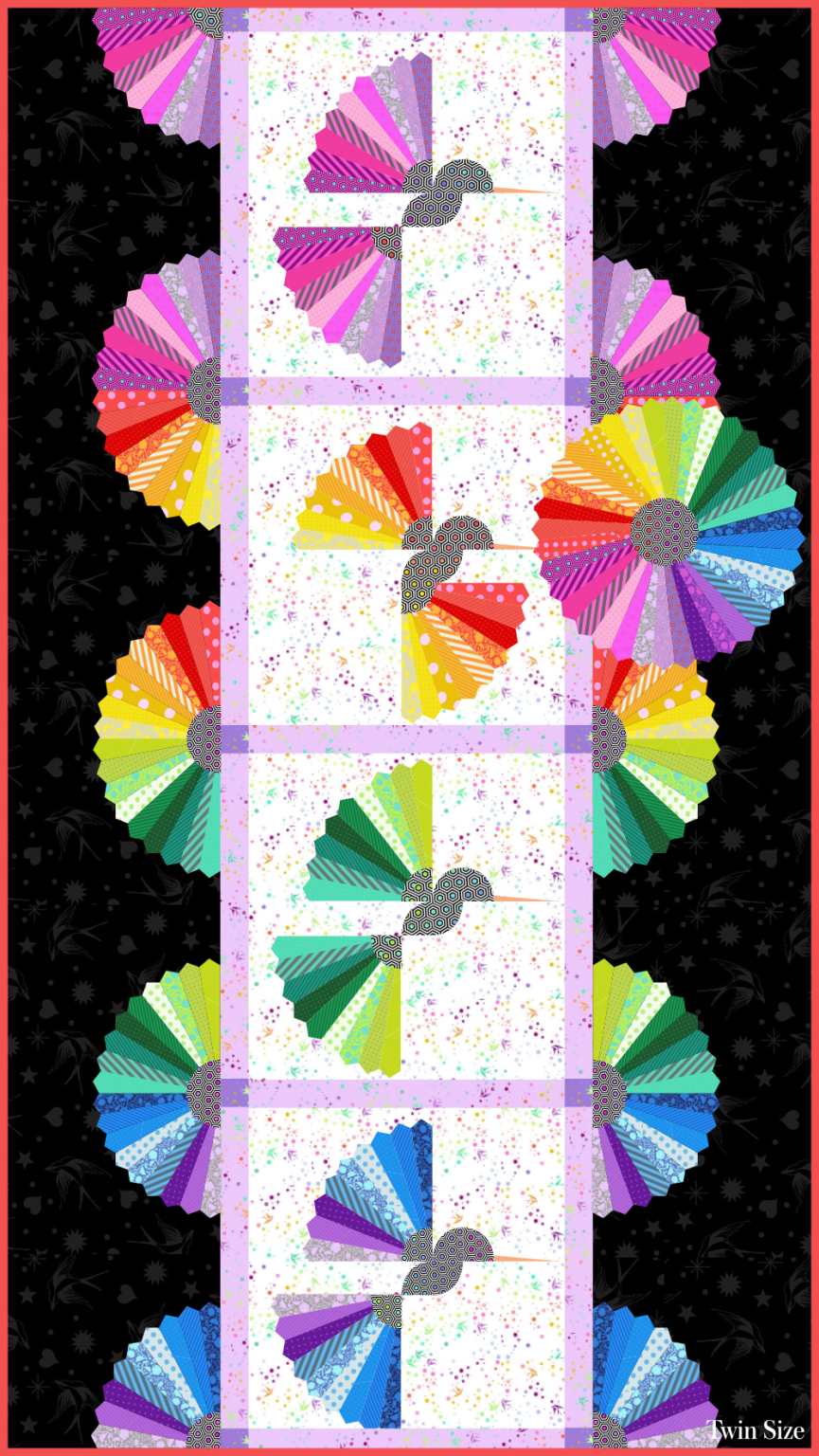 Rainbow Nature Hummingbird Quilt Pattern: Hover by Rachel Rossi